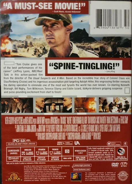 DVD VALKYRIE WITH Tom Cruise Based On A True Story (DVD 2008) like new ...