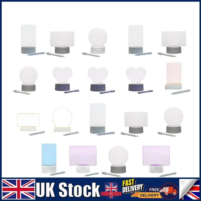 LED BEDSIDE LAMP Rewritable Acrylic DIY Message Board Light for Home ...