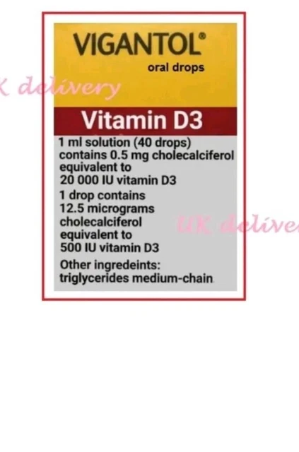 VIGANTOL CHOLECALCIFEROLUM ORAL drops VITAMIN D3 20 000 IU Witamina D ...