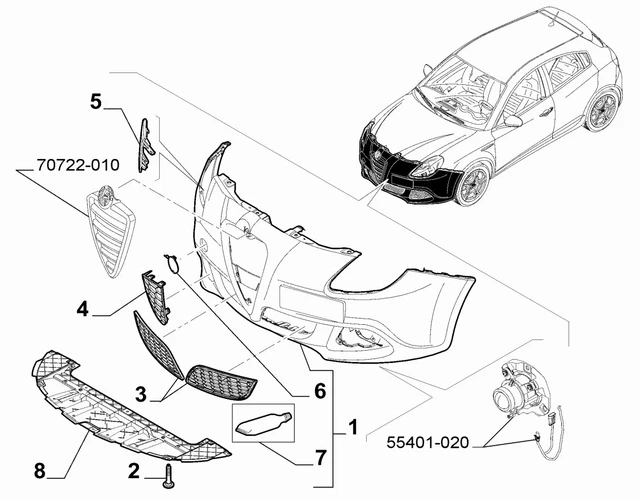 GENUINE ALFA ROMEO Giulietta 2010 on Front Bumper Outer Grille LEFT ...