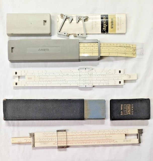 VINTAGE SLIDE RULES W&G Model 432 & Aristo Studio Original Cases Slide ...