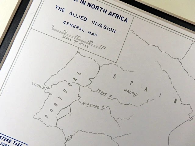 WW2 MILITARY MAP Allied Invasion of Africa Casablanca Algiers Morocco ...