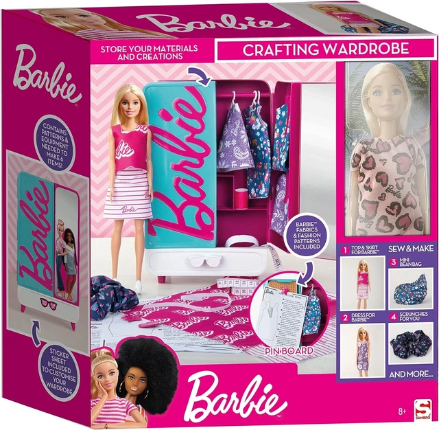 BARBIE DOLL WITH Fashion Print Screen Doll Barbie Wardrobe Bum Bag Xmas ...
