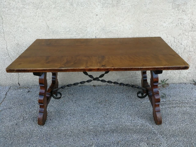 Table Basse Ancienne Design Rustique Bois Et Fer Forgé Rétro French