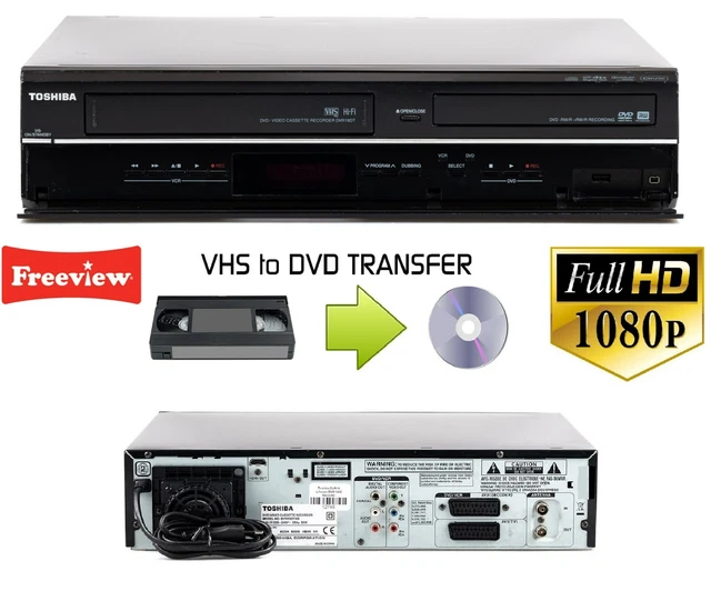 TOSHIBA DVR19DT DVD RECORDER/VHS RECORDER COMBI, FREEVIEW, HDMI *VHS ...