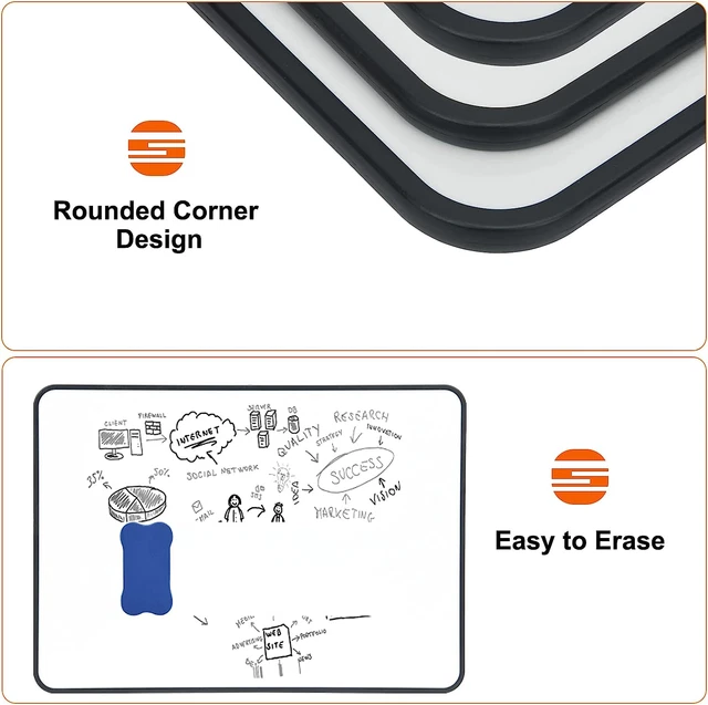 A4 DOUBLE-SIDED MINI Whiteboards with Black Frame, 30X21Cm Dry Erase ...
