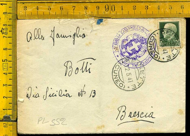 SECONDA GUERRA BUSTA con Testo Posta Militare Beinette Cuneo Ospedale ...