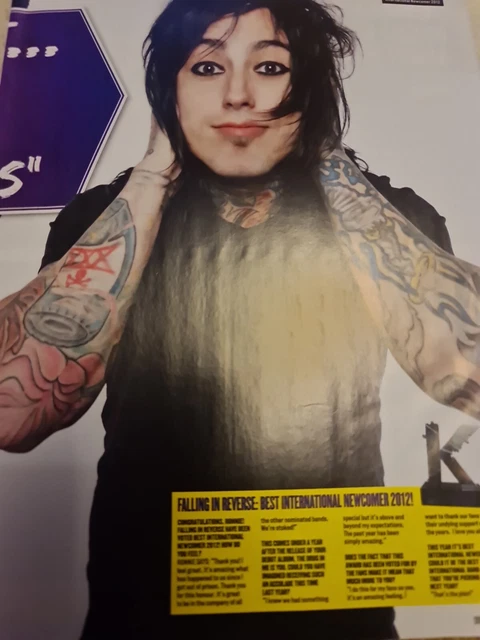 RONNIE RADKE FALLING IN REVERSE A4 POSTER KERRANG MAGAZINE UK clipping ...
