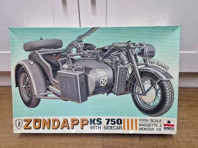VINTAGE ESCI 7003 1/9 Zundapp KS750 with Sidecar Motorcycle Kit parts ...