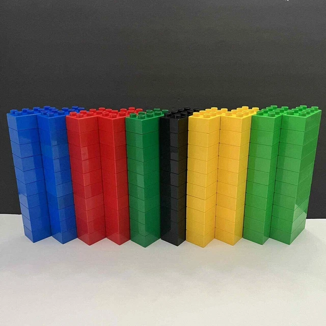 100 LEGO DUPLO 2x4 Multi Color Red Blue Green Yellow Black Mix Bricks ...