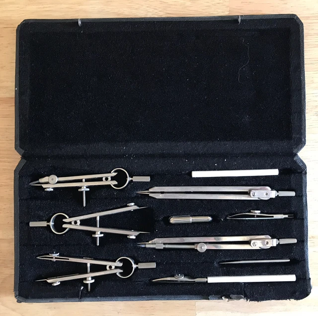 VINTAGE GERMAN DRAUGHTSMAN, ARCHITECTS, TECHNICAL DRAWING COMPASS SET ...