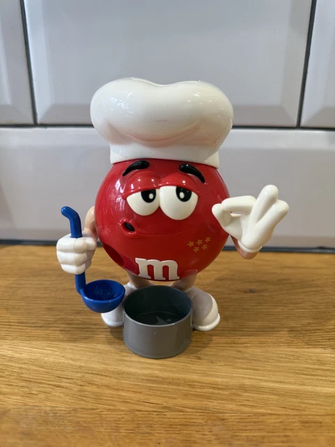 M&M DISPENSER VINTAGE Collectible Red Chef M&Ms Chocolate Candy Mini ...