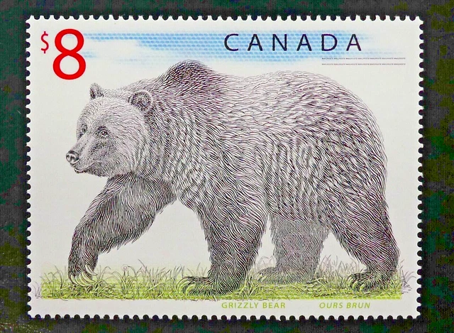 CANADA GRIZZLY BEAR FV $8.00 high value stamp - MNH 99 cent start!! $4. ...