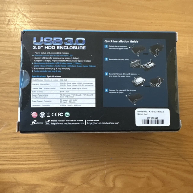 MEDIASONIC PROBOX K32-SU3 custodia disco rigido SATA 3,5" - USB 3.0 EUR ...