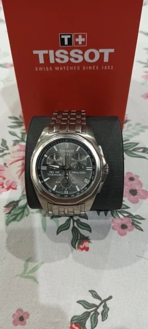 MEN'S TISSOT 1853 PRC 100 Titanium Chronograph Wristwatch Black Dial ...