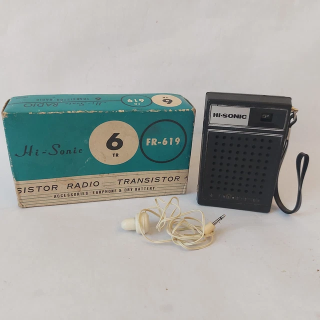 VINTAGE JAPAN 60/70S Hi-Sonic 6tr FR-619 Transistor Radio + Box $45.00 ...