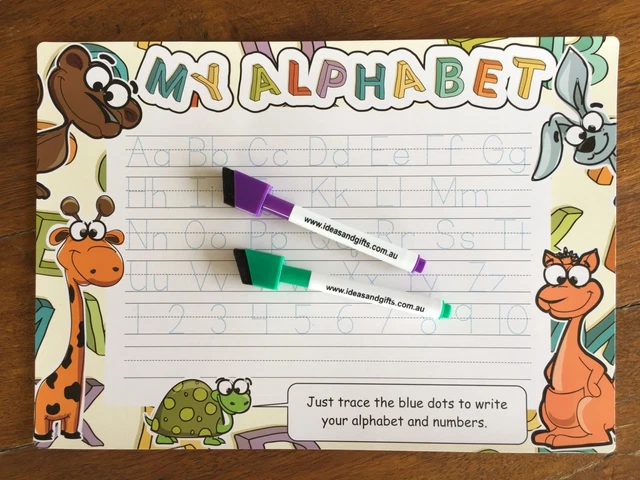 A4 MY ALPHABET Child Writing Trace Practice Learn Whiteboard Fridge ...