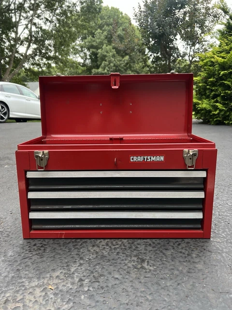 PORTABLE CRAFTSMAN 20.5-IN 3-Drawer Red Steel Lockable Tool Box Vintage ...