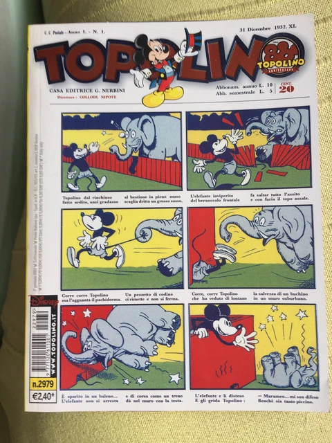 TOPOLINO N° 2979, 01.01.2013, Cover Celebrativa Primo Numero Nerbini ...