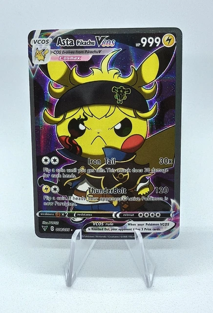 PIKACHU POKEMON ASTA Black Clover Pika Carte Card Holo Prism Manga ...