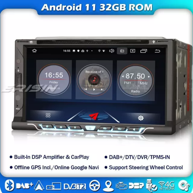 ANDROID 11 DOUBLE Din GPS Autoradio DAB+CarPlay TNT FM Radio RDS CD ...