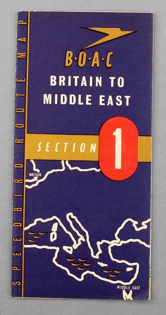 BOAC AIRLINE ROUTE Map Section 1 Britain To Middle East Vintage B.o.a.c ...