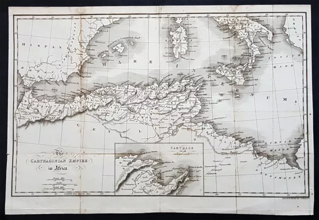 1820 SYDNEY HALL Large Antique Map of The Carthaginian Empire £35.57 ...
