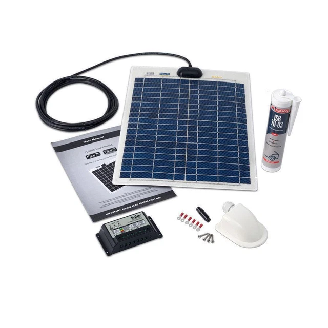 SOLAR TECHNOLOGY 20W Flexi Solar Panel & Roof/Deck Top Kit £224.99 ...