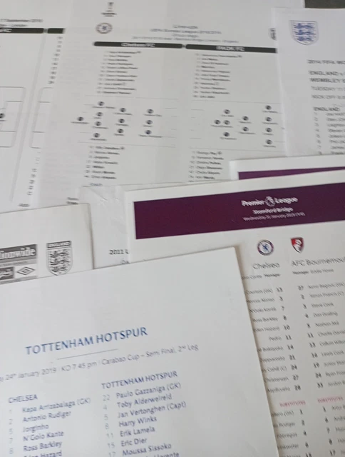 15 ASSORTED CHELSEA England Team Sheets £10.78 - PicClick UK