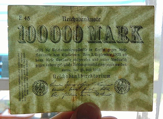 GELDSCHEINE, BANKNOTEN, REICHSBANKNOTE über Hunderttausend Mark 1923 ...