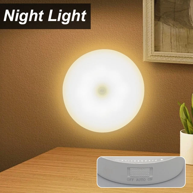 LED MOTION SENSOR Warm Light Rechargeable PIR Portable Cabinet Stair ...
