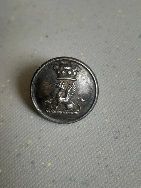 ANTIQUE LIVERY BUTTON unidentified Griffin holding shield Ducal Crown ...