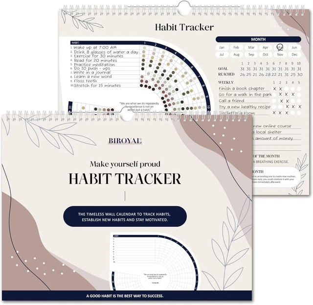 HABIT TRACKER CALENDAR 2026 (Undated 12 Month), Daily Weekly and ...