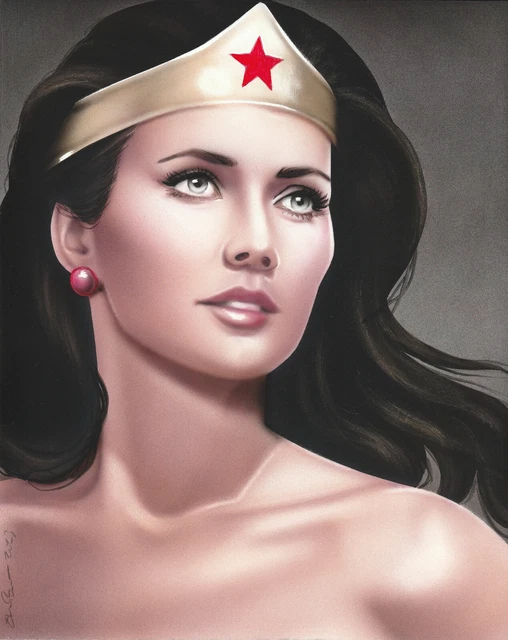 LYNDA CARTER WONDER Woman 8x10 Original Painting Airbrush Superhero £86 ...