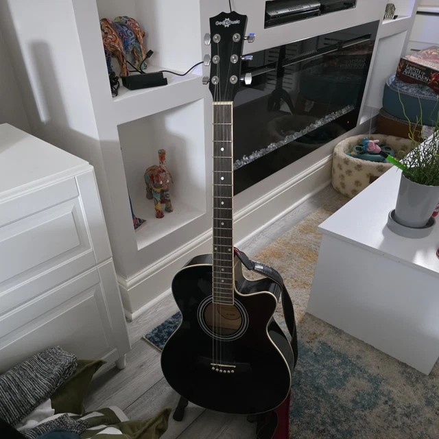 SINGLE CUTAWAY ELECTRO Acoustic Guitar by Gear4music Black £21.52 ...