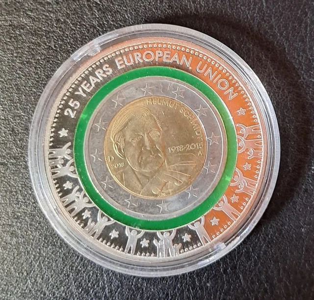 2 EURO MÜNZE Helmut Schmidt mit Polymerring in Kapsel EUR 25,00 ...
