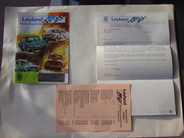 LEYLAND SPECIAL TUNING Leaflet From Abingdon,Triumph Dolomite Sprint ...