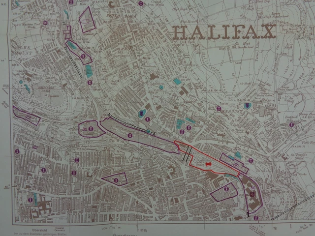 WW2 GERMAN ARMY TARGET MAP "HALIFAX" (CIVIC, RAILWAY and INDUSTRIAL ...