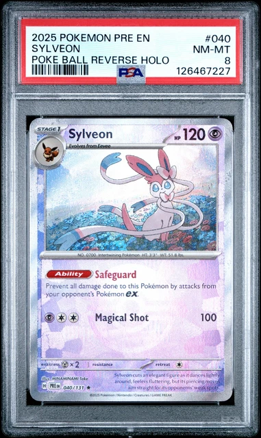 2025 POKEMON PRE En-Prismatic Evolutions Poke Ball Reverse Holo Sylveon ...
