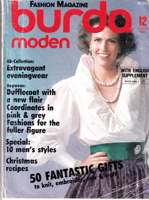 BURDA SEWING PATTERN Magazine dicembre 1985 bambola uomo vintage supplemento inglese EUR 21,82 ...