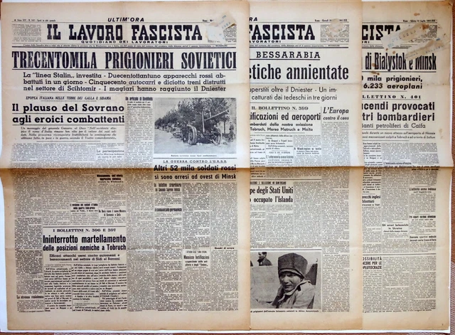 IL LAVORO FASCISTA 3 Numeri Luglio 1941 WW2 Guerra Fronte Orientale ...