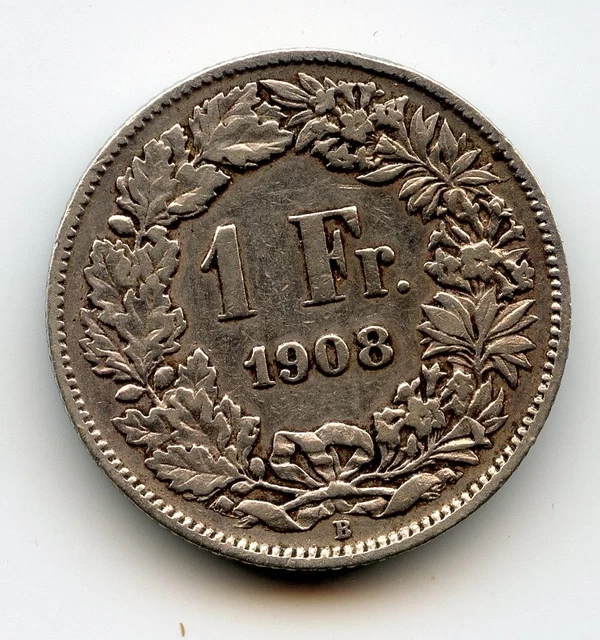 1 FRANC, ARGENT. 1908.B. Suisse, /234 EUR 5,00 - PicClick FR