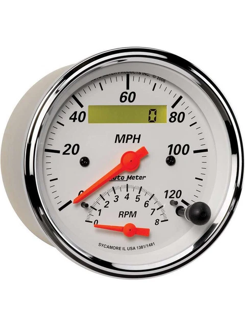 AUTO METER COMBO Gauge Speedo Tacho Arctic White Analog 3 3/8 120 MPH ...