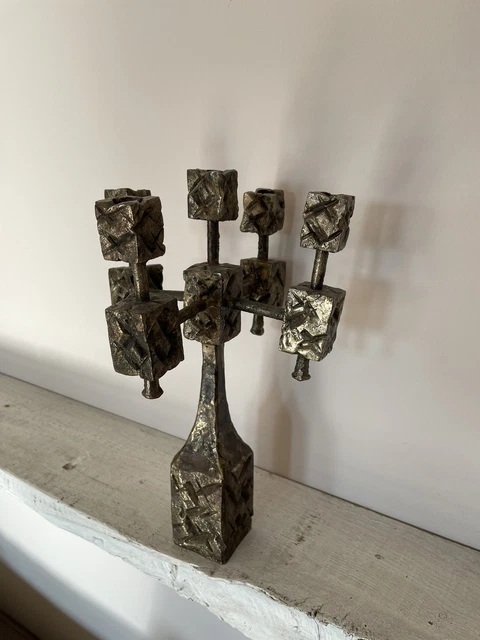 KERZENSTÄNDER KERZENHALTER KERZENHLEUCHTER Bronze? Brutalist Mid Century vintage EUR 66,00 ...