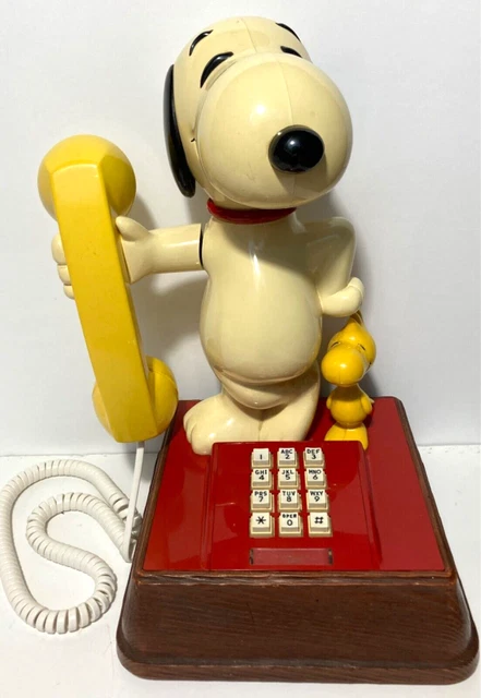 SNOOPY TELEPHONE TOUCH Tone Woodstock Landline Corded Phone Working ...