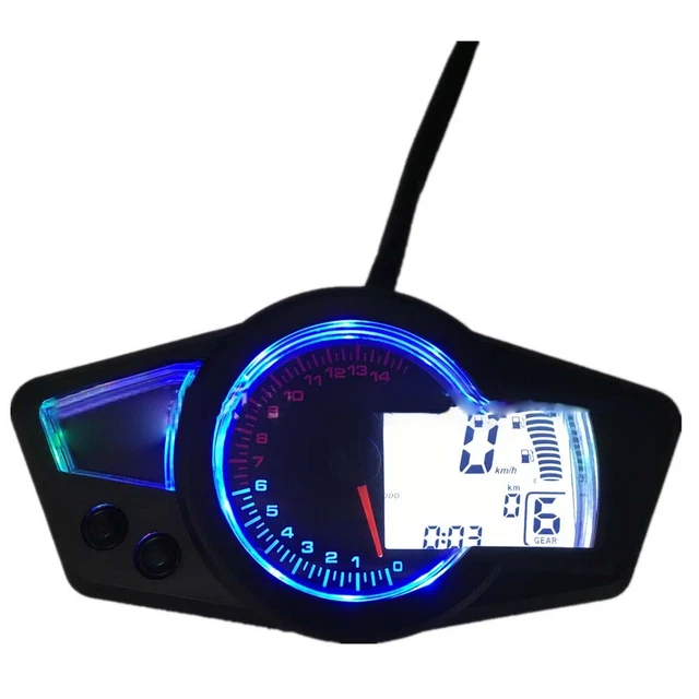 MOTORCYCLE SPEEDOMETER TACHOMETER Gauge LCD Digital Multi Function ...
