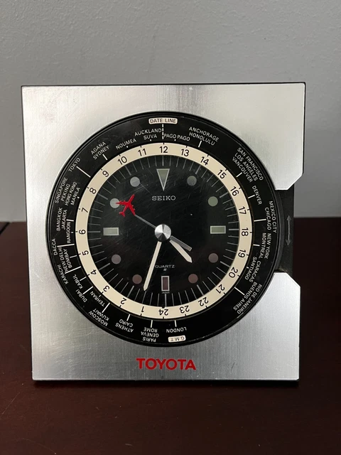 RARE! SEIKO SEIKOSHA Toyota Promo World Time Quartz Desk Clock QZ335D ...