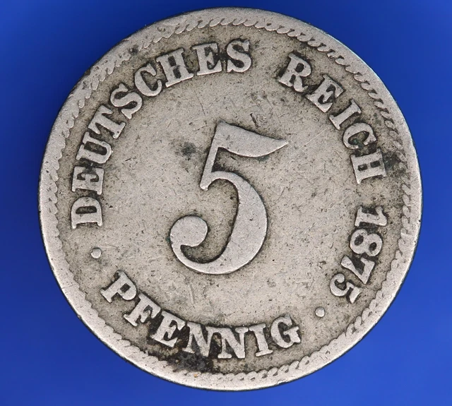 1875 GERMANY - EMPIRE, Wilhelm I, 5 Pfennig, Hamburg coin [33757] £9.99 ...