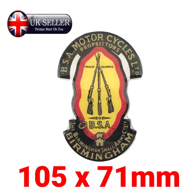 BIRMINGHAM SMALL ARMS Co. Motor Bike Sticker, B.S.A, Gun, Emblem, Badge ...