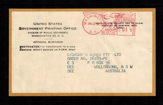 USA - AUSTRALIA Inward Mail - Washington to Wollongong $9.95 - PicClick AU